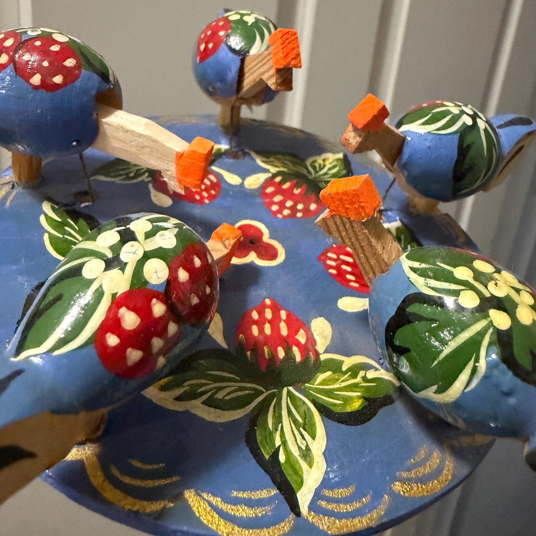 Vintage Wooden Pecking Chicken Folk Toy Russian Folk Art Classic ...