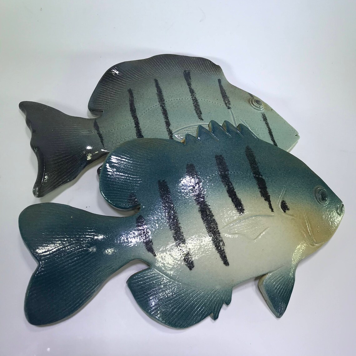 Pair Ceramic Fish Pottery Wall Decor Signed Art | Etsy