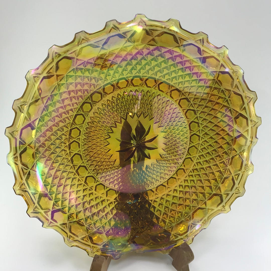 Indiana Carnival Glass Hostess Plate Gold Iridescent 10" - Etsy