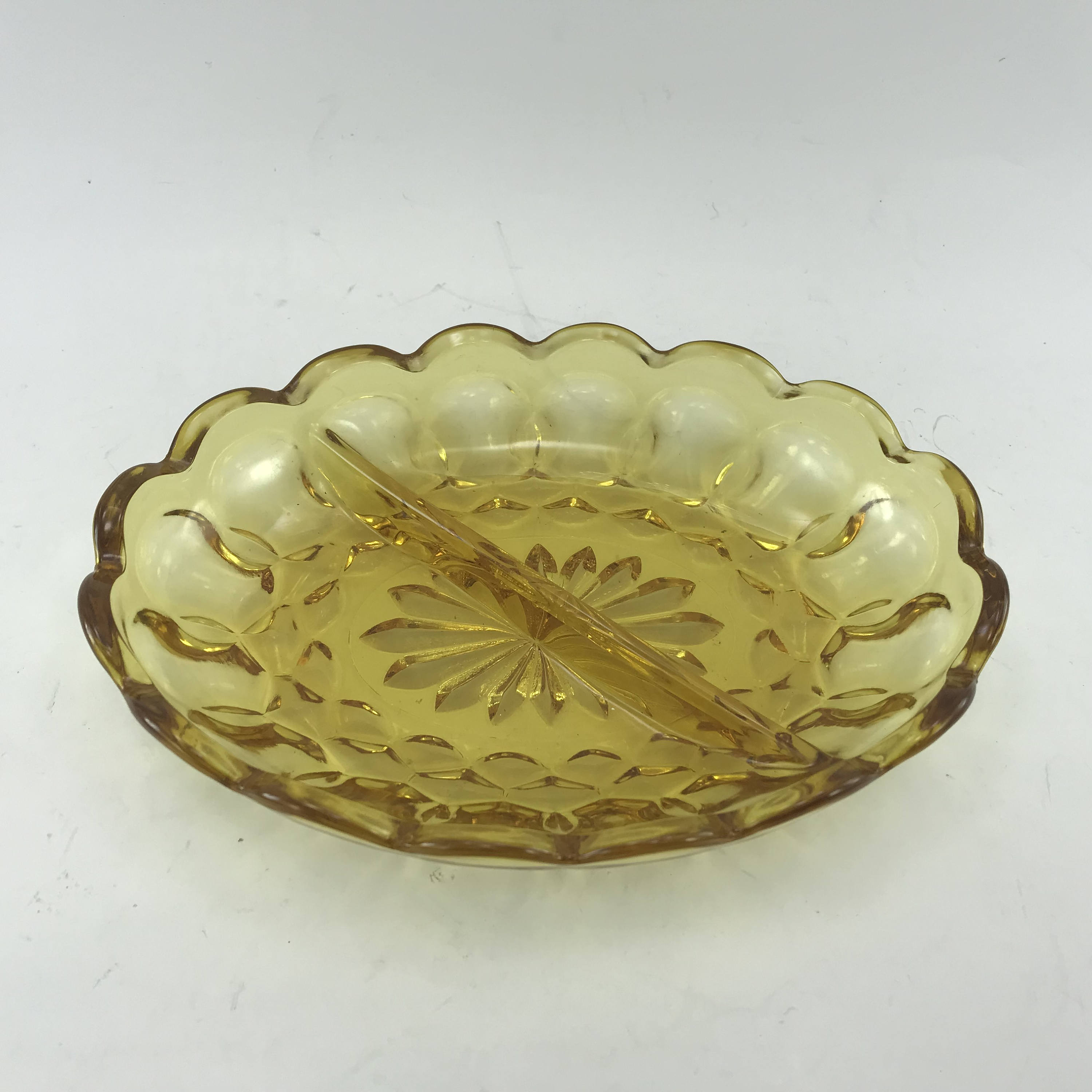 Amber Relish Dish Oval Anchor Hocking Fairfield Pattern Vintage Glass ...