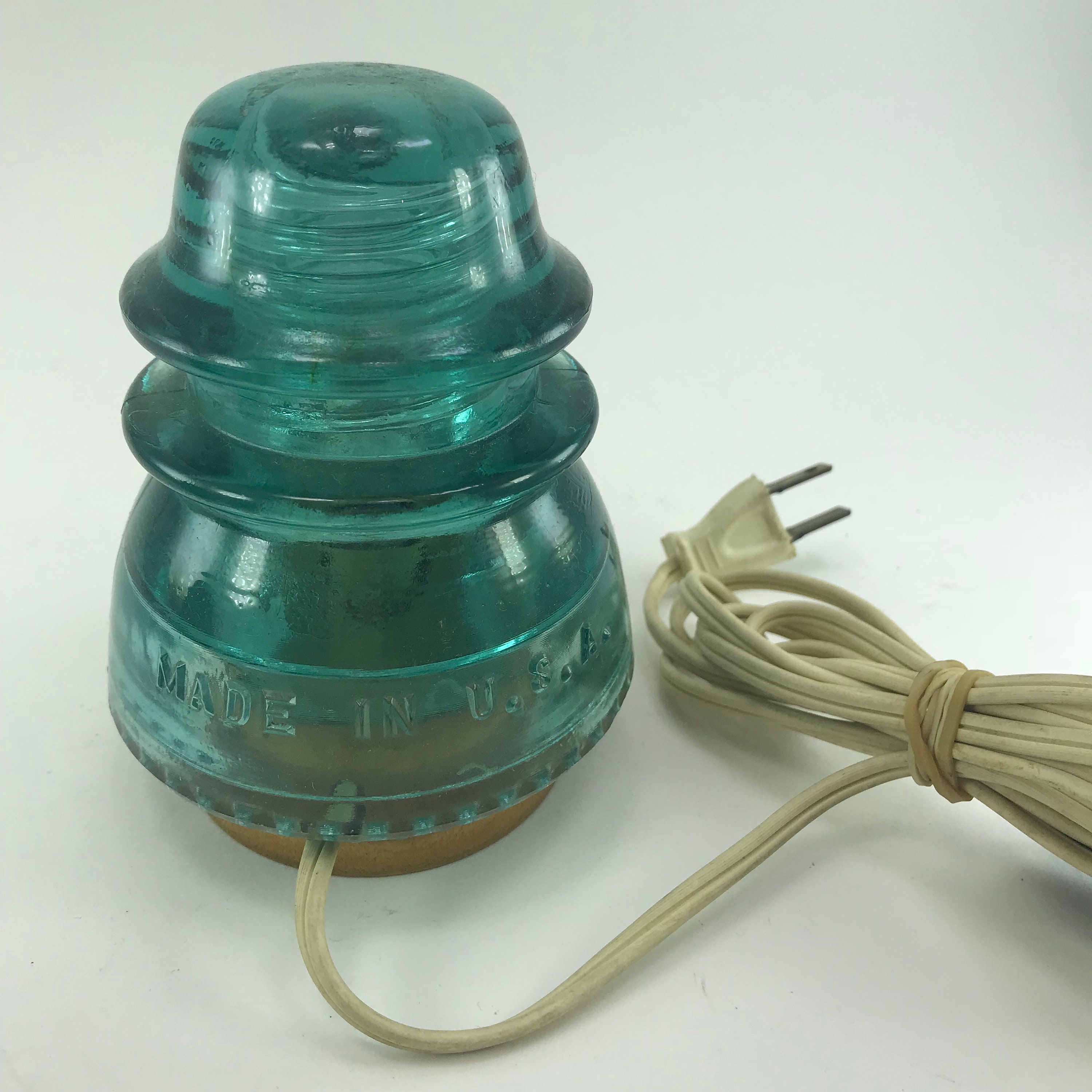 Glass Beehive Insulators Set/2 H.G. Co "h" & Brookfield "x" Green Teal ...