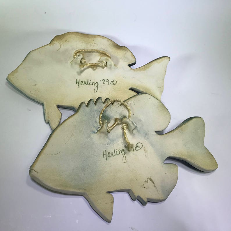 Pair Ceramic Fish Pottery Wall Decor Signed Art - Etsy