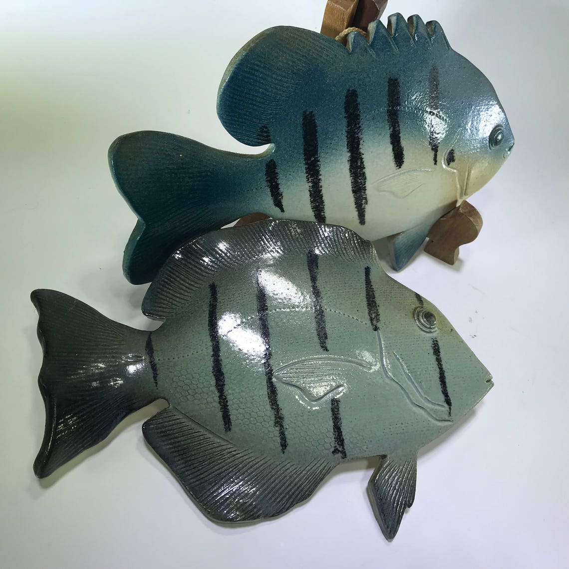 Pair Ceramic Fish Pottery Wall Decor Signed Art | Etsy