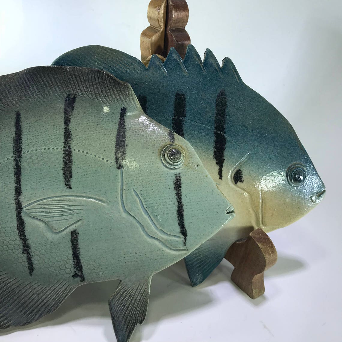 Pair Ceramic Fish Pottery Wall Decor Signed Art | Etsy