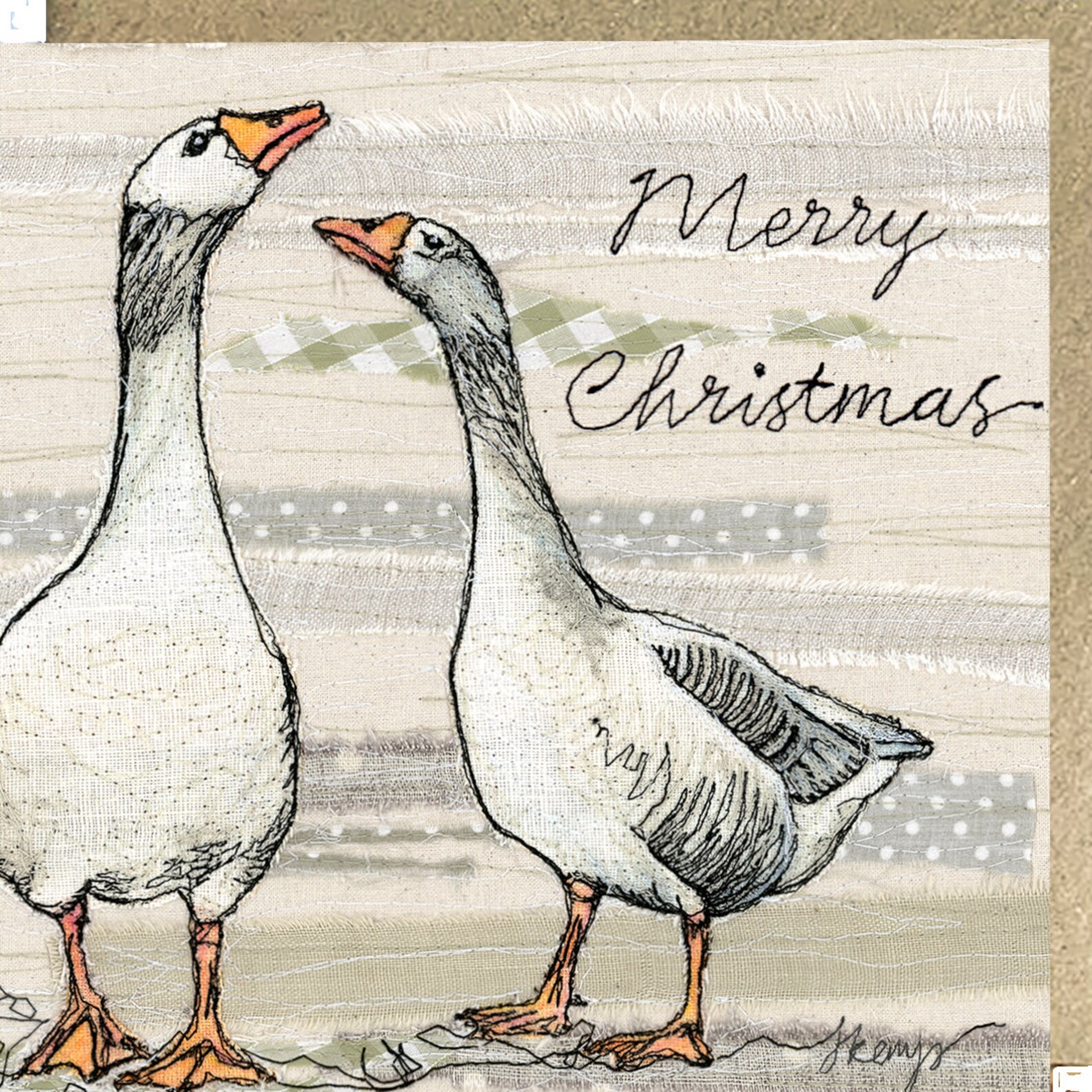 Christmas Goose Merry Christmas Card Embroidery Art Card - Etsy