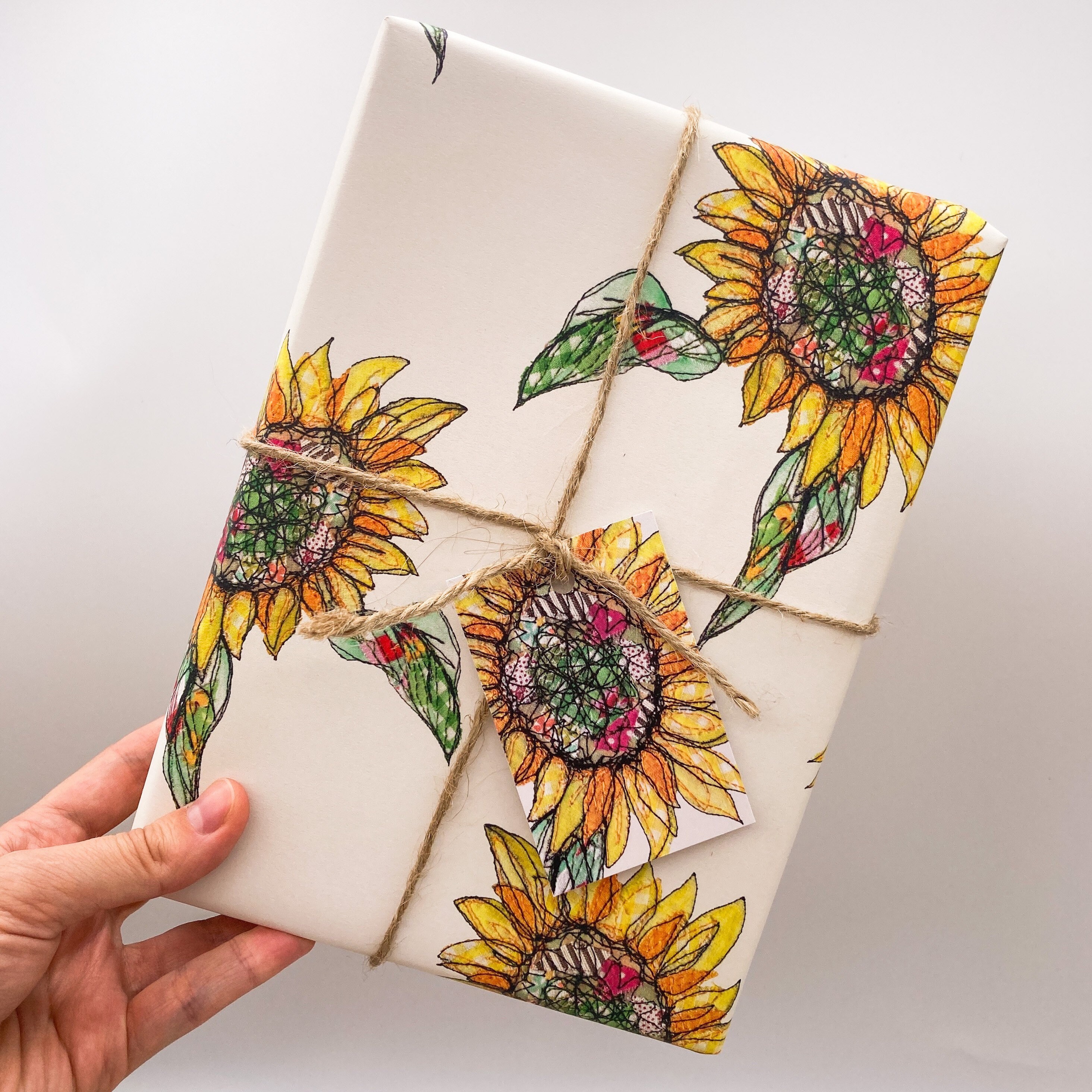 Luxury Sunflower Wrapping Paper and Gift Tag/blank Art Card | Etsy UK