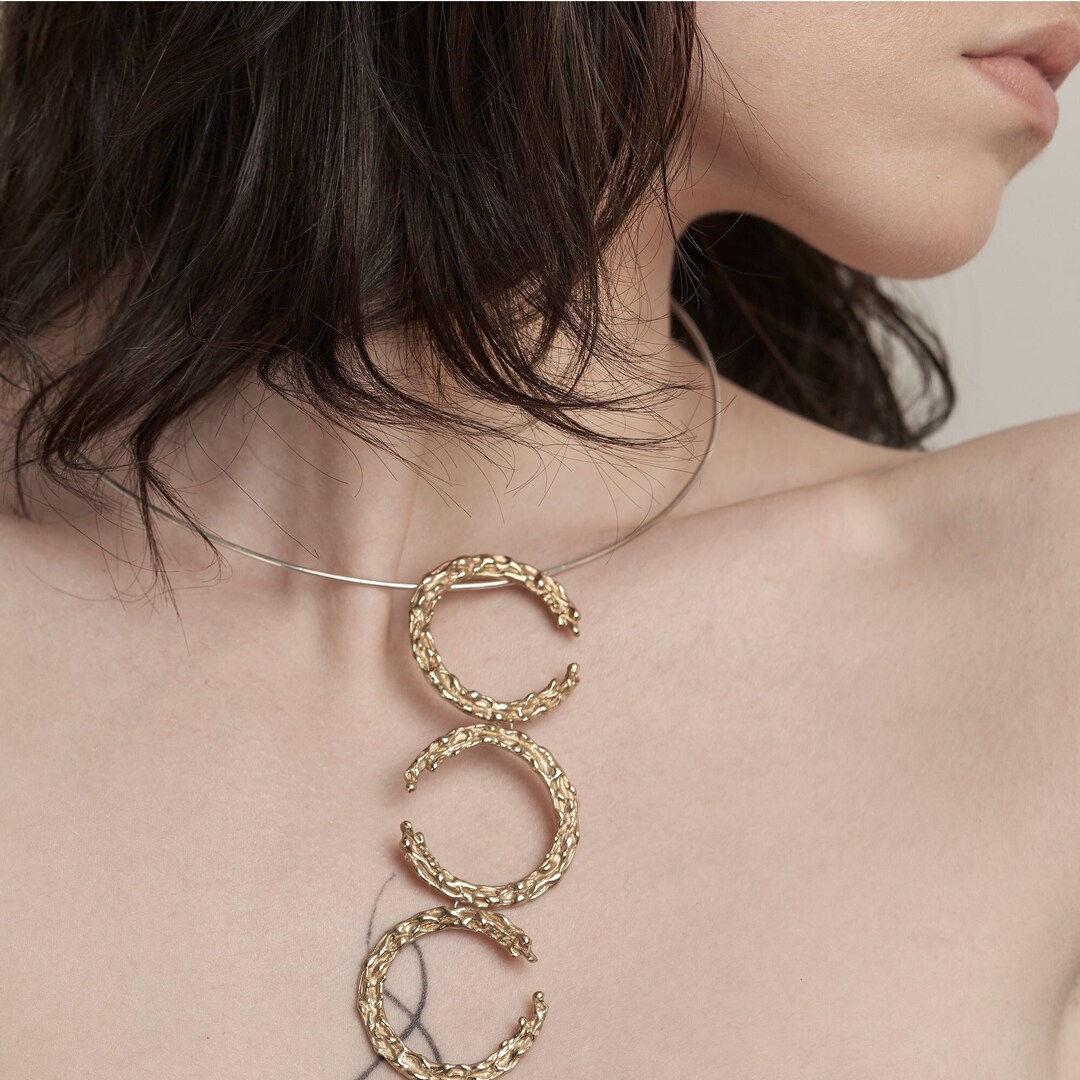 Lymph Tris Necklace Pendant - Silver Collier With Bronze Circles ...