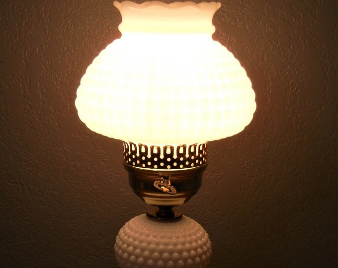 Small REWIRED Electric Hurricane Lamp Vintage Milk Glass - Etsy