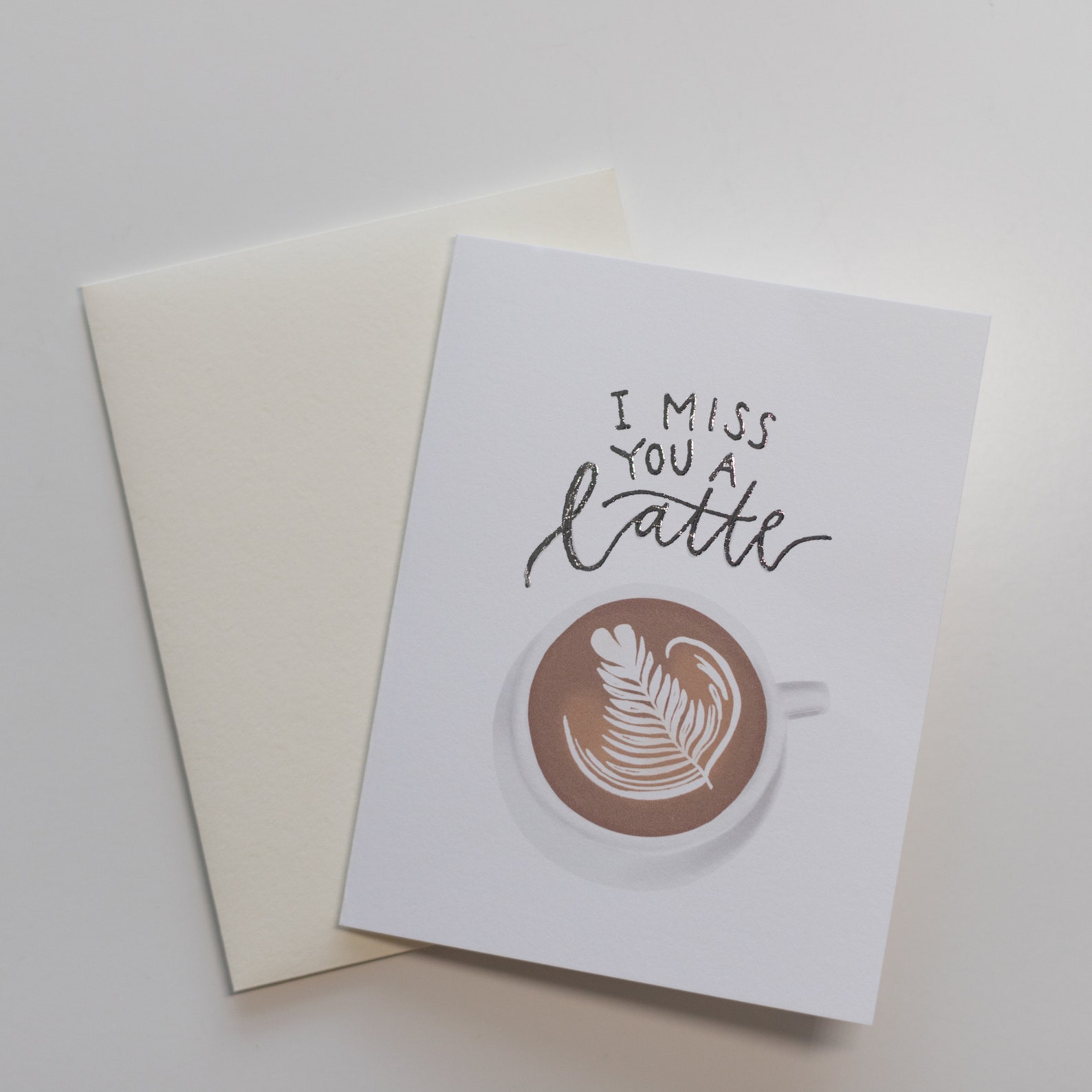 I Miss You a Latte A2 Card Silver Foil | Etsy
