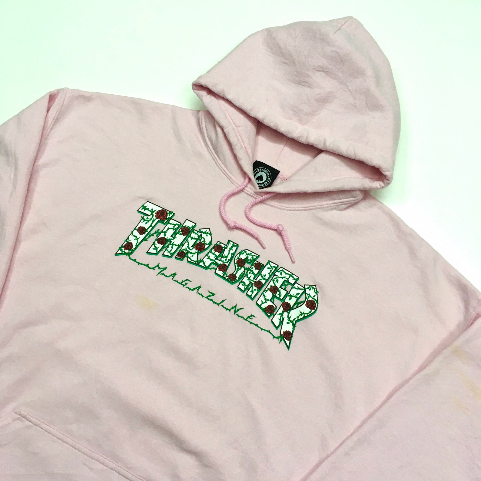 Vintage Thrasher Rose Hoodie Thrasher Roses Pink Hoodie Thrasher ...
