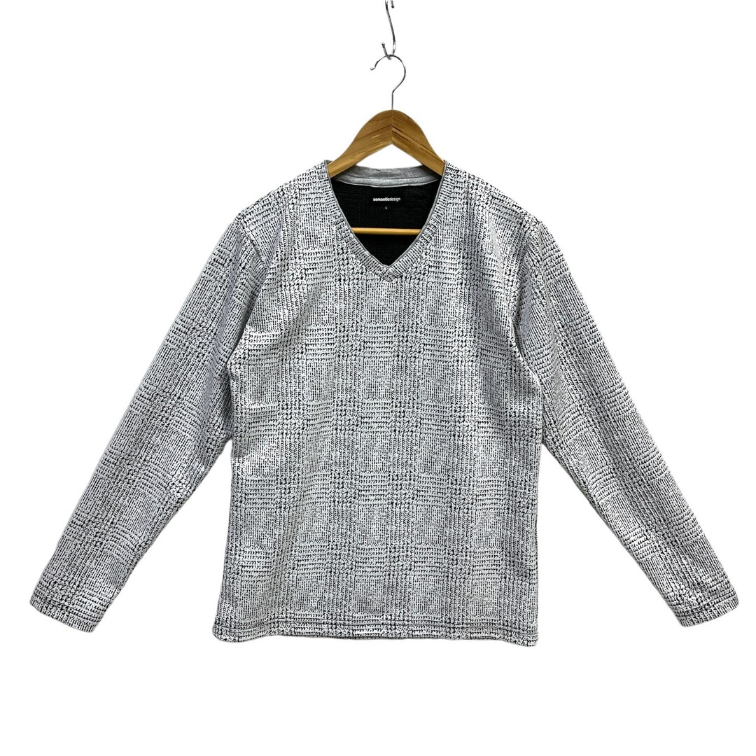 Japanese Brand Semantic Design Vneck Longsleeve Sweatshirt Unique ...