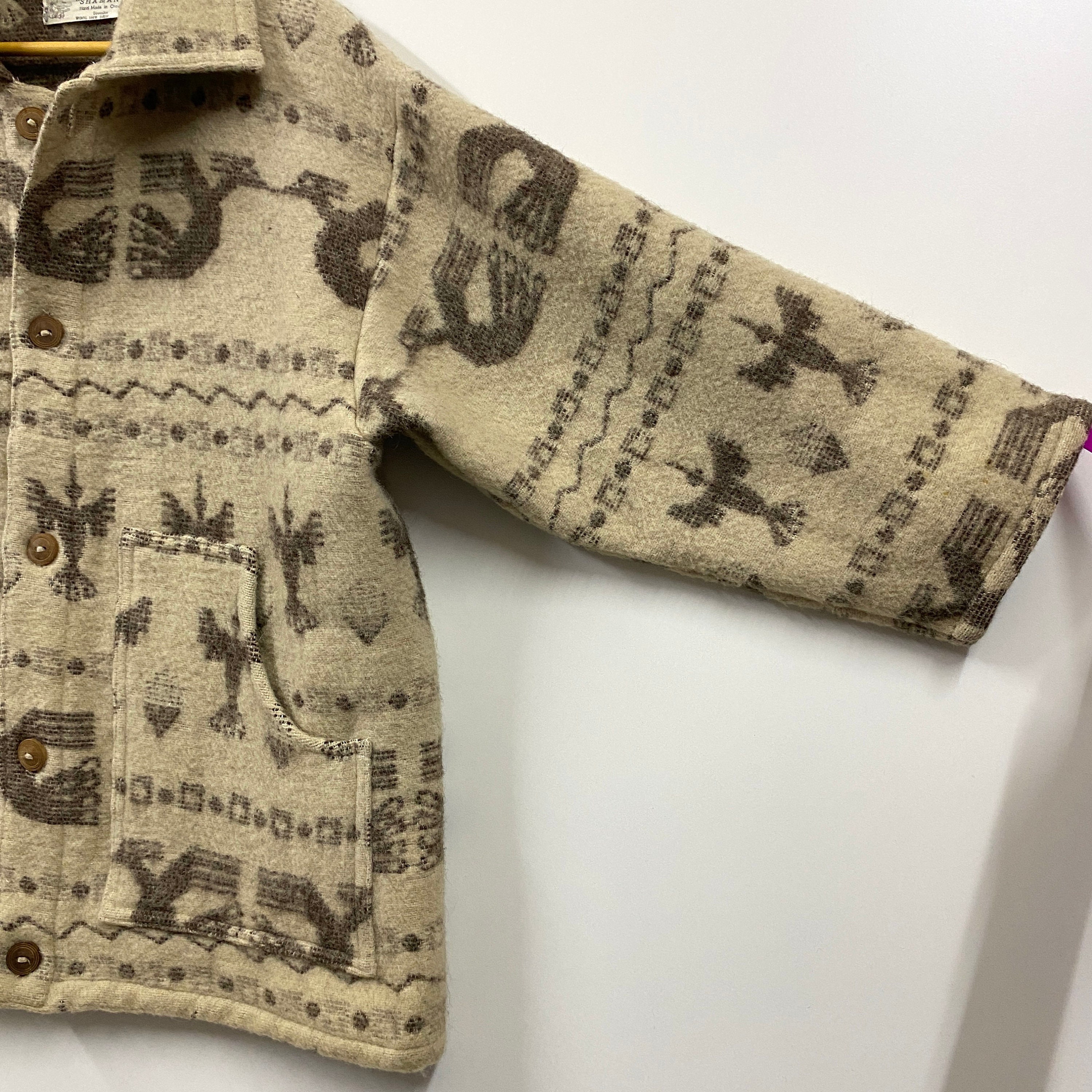 Vintage SHAMAN Ecuador Wool Blanket Coat Bohemian Jacket Native Navajo ...