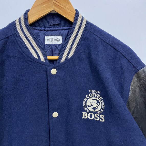 Suntory BOSS Coffee Varsity Bomber Jacket Snap Button… - Gem