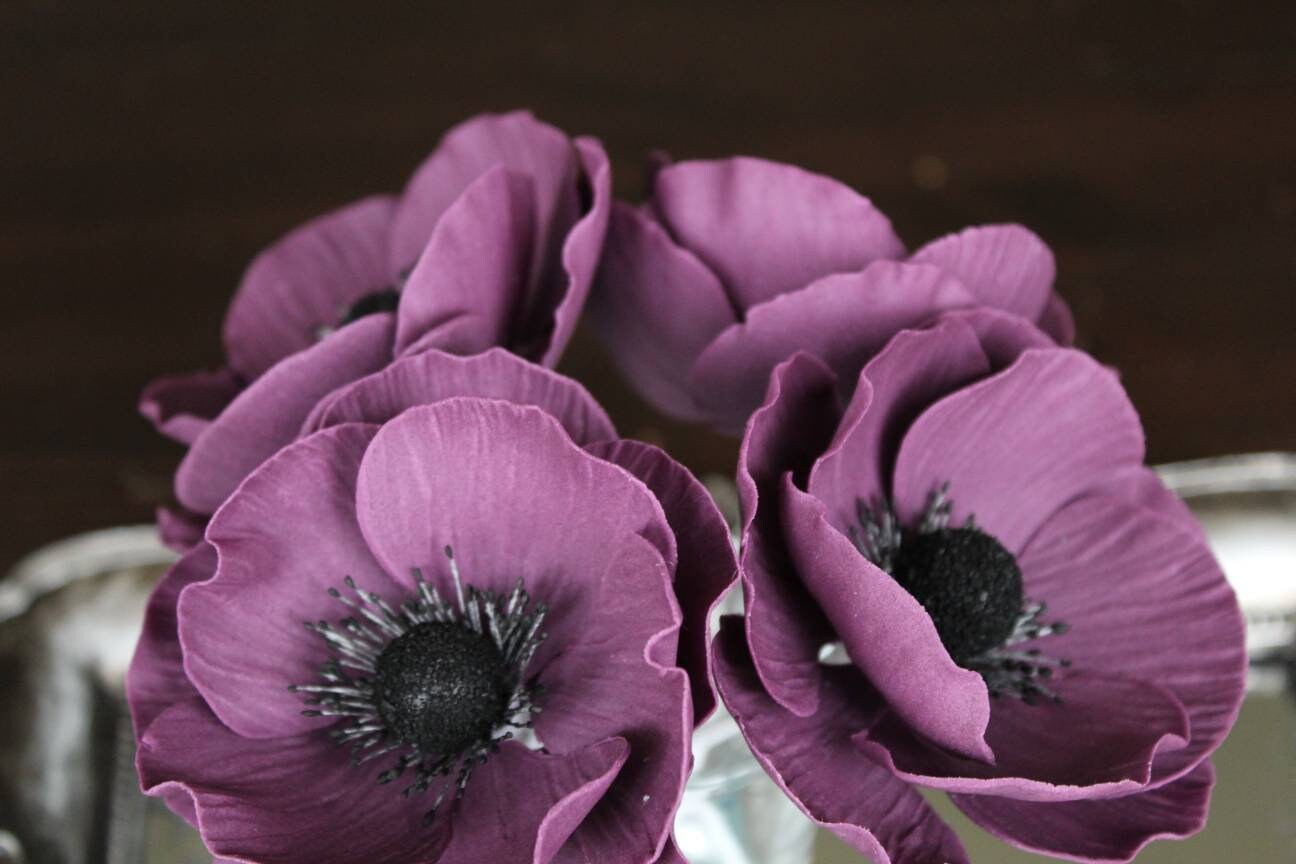 Handmade Edible Sugar Anemone Flower Cake Topper Decorations - Etsy