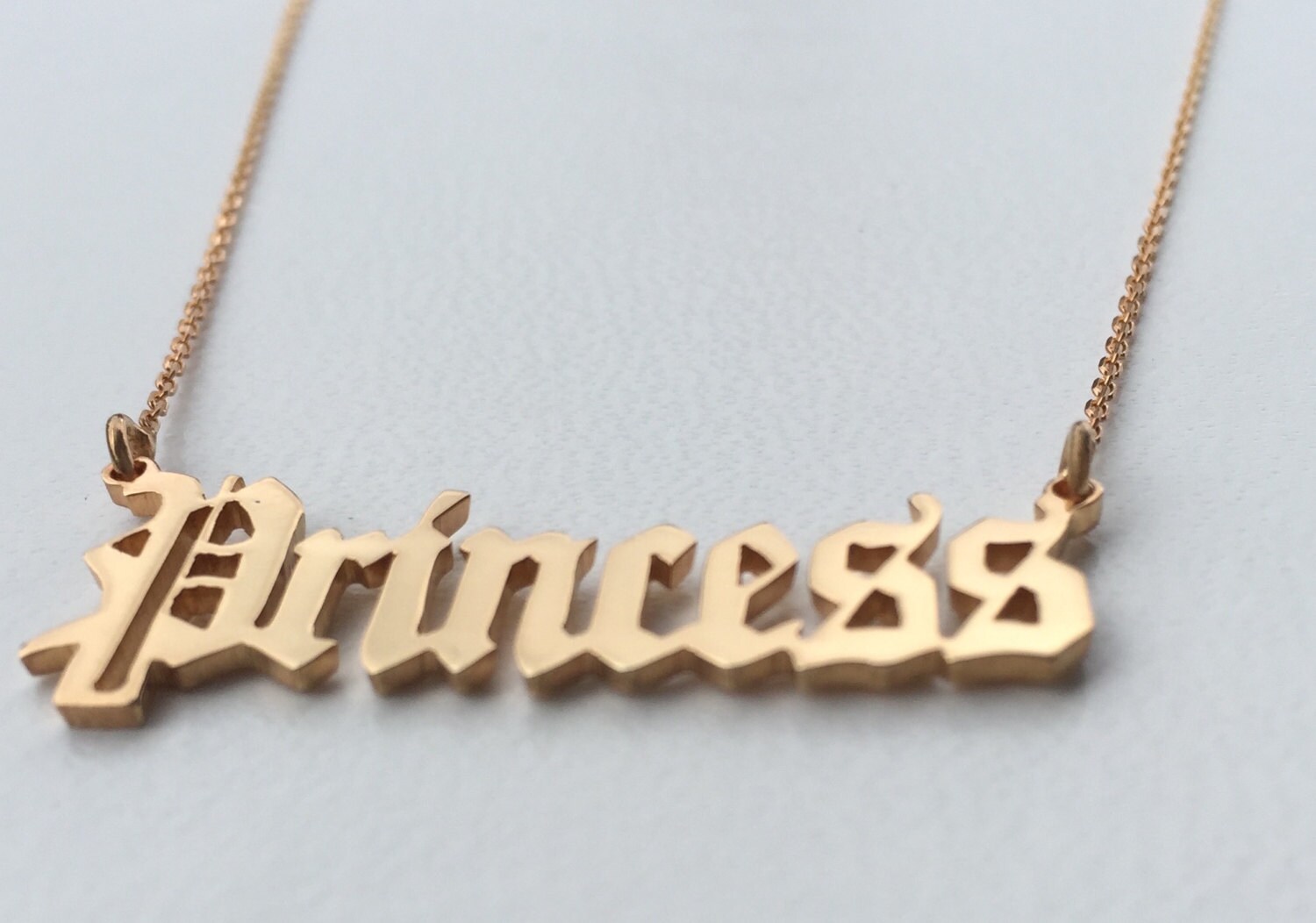 Personalised Old English Font Name Necklace-18k Gold Plated - Etsy