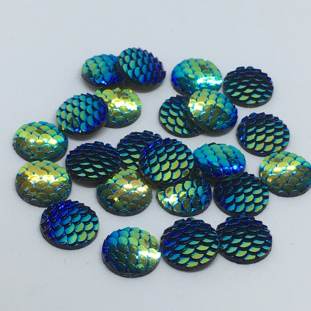 Blue/green Mermaid Scales Flatbacks Cabochon - Etsy.de