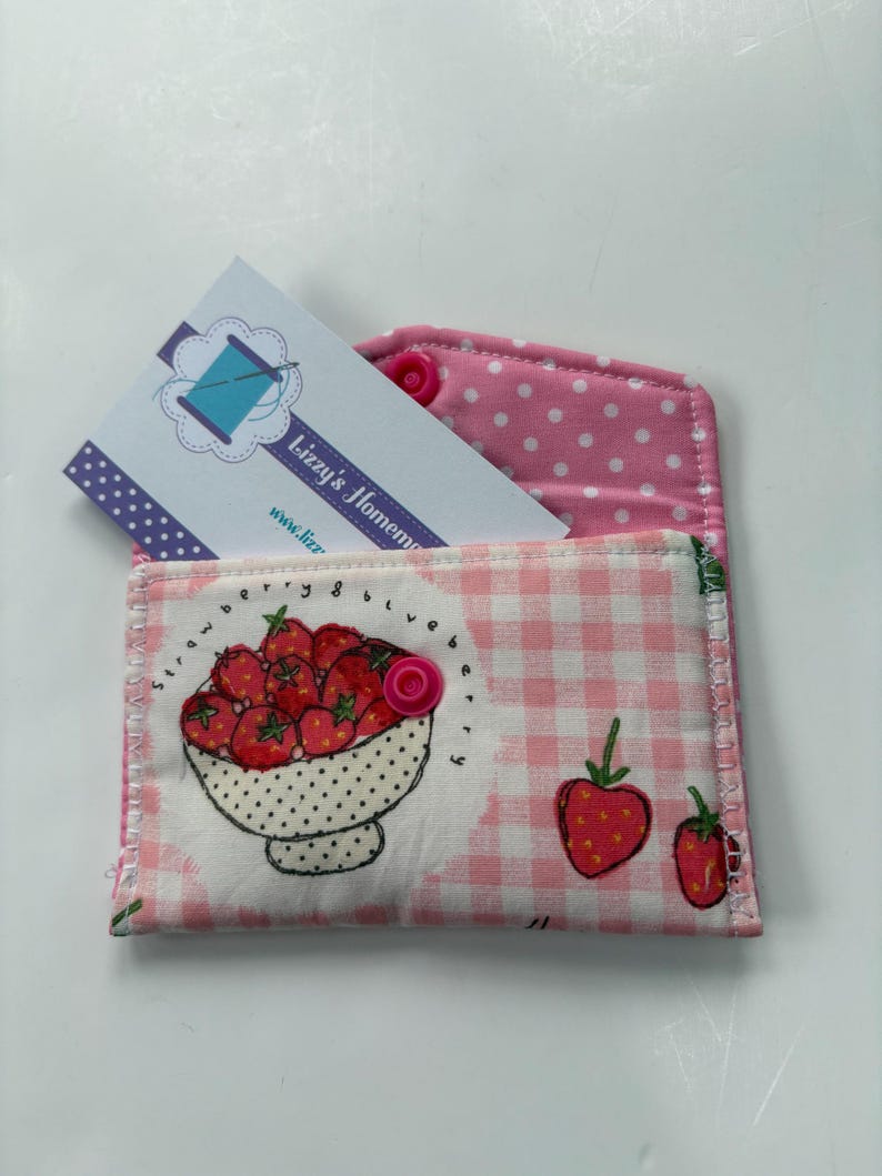 Retro Strawberry Fabric Credit Card Wallet - Etsy