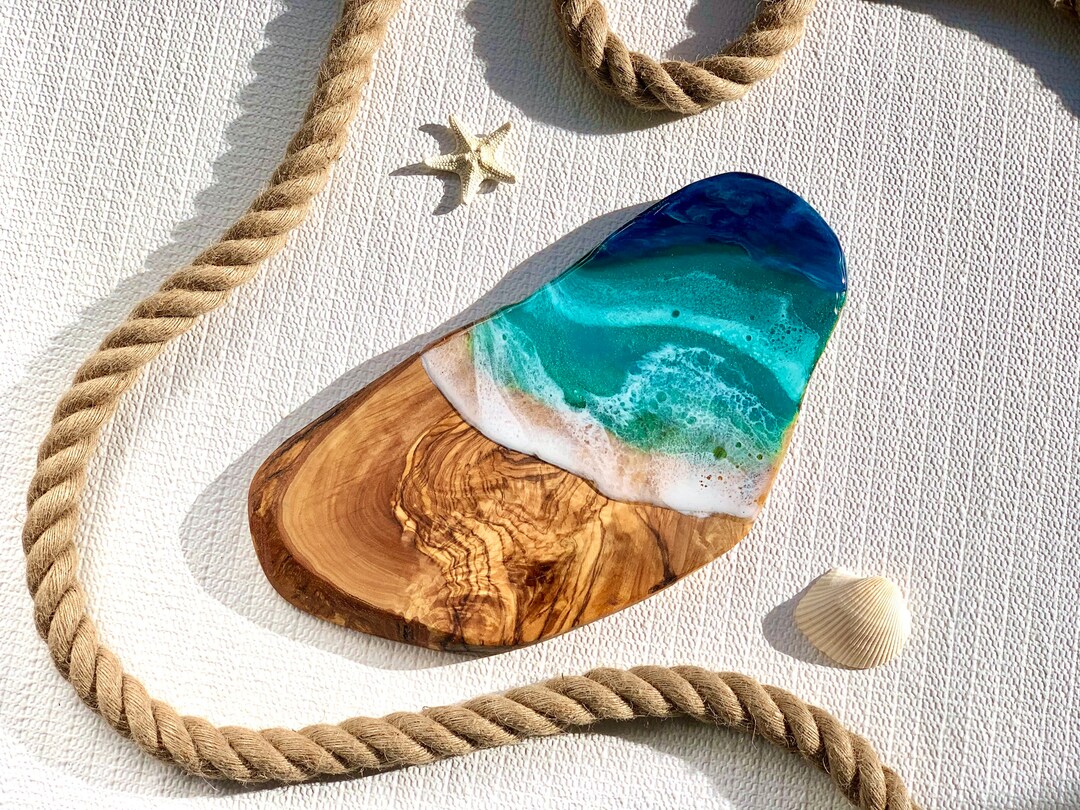 Small Wave Wooden Charcuterie Board, Wave Olive Wood Cutting Board ...