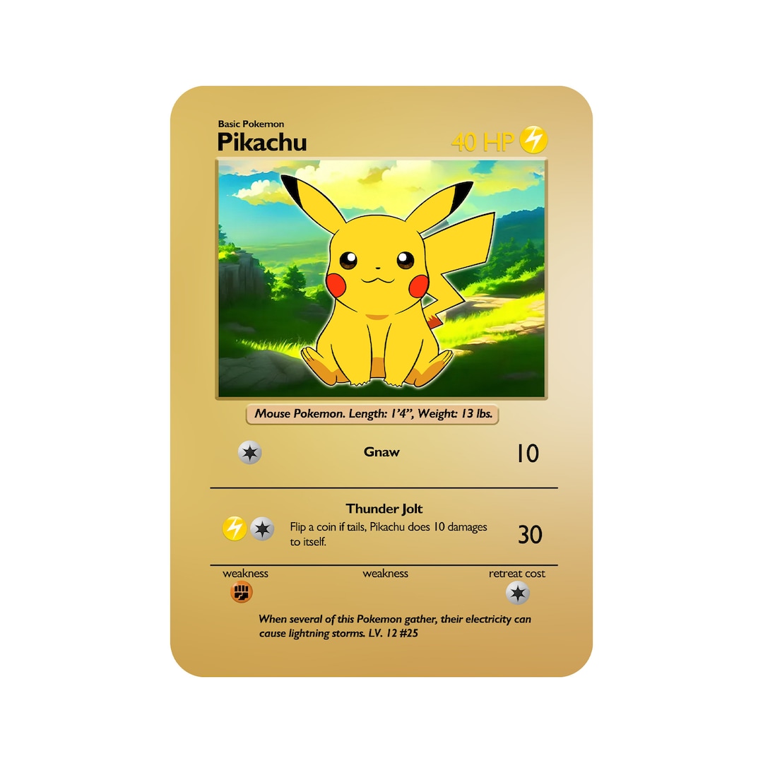 Pikachu Metal Orica Card Pokemon Ash Ketchum Raichu Thunder Bolt - Etsy UK