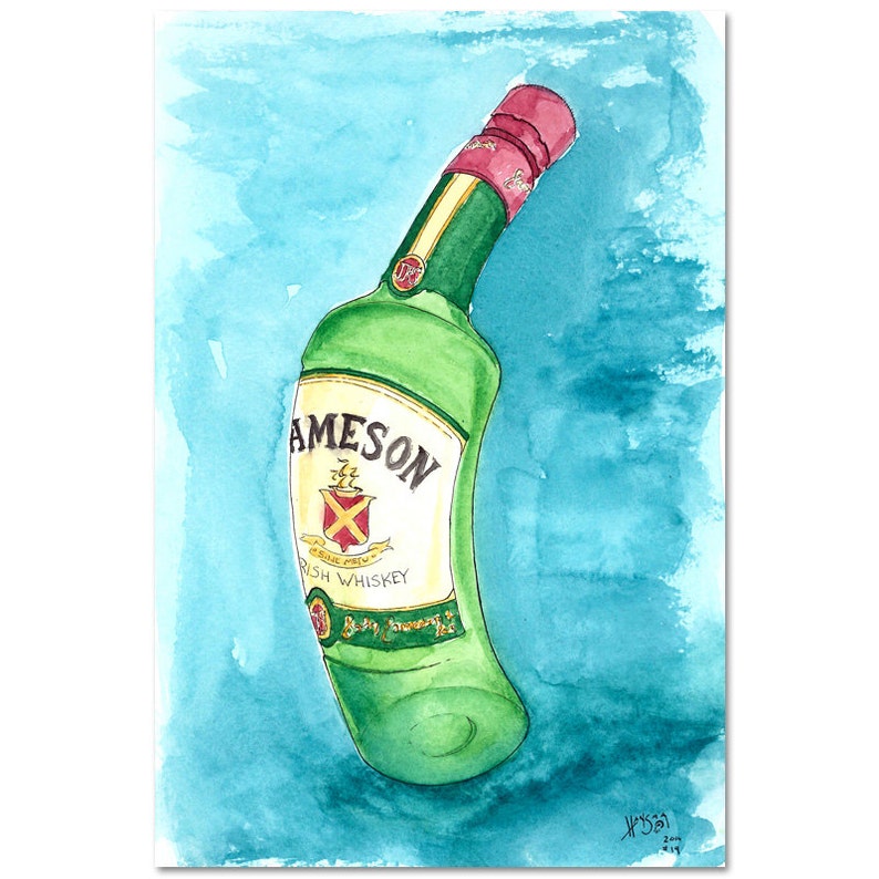 Jameson Irish Whiskey Bottle Illustration Archival Giclee Print 4x6" - Etsy