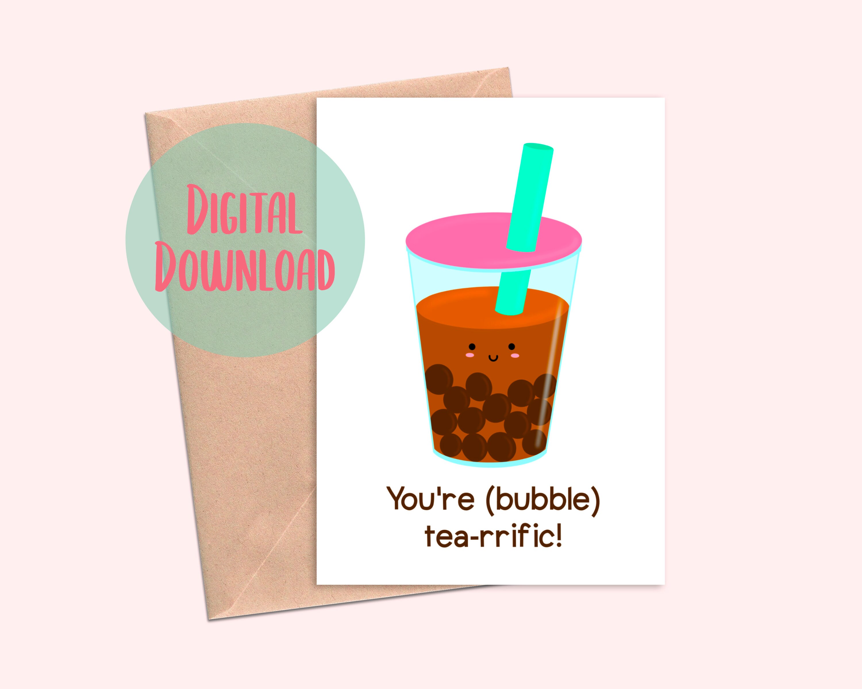 Bubble Tea Card - Digital Download Printable Card - Cute Anniversary ...
