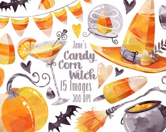 Watercolor Halloween Candy Clipart Creepy Treats Download | Etsy