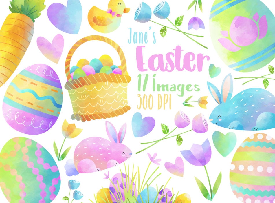 Watercolor Easter Clipart Instant Download Easter Download - Etsy