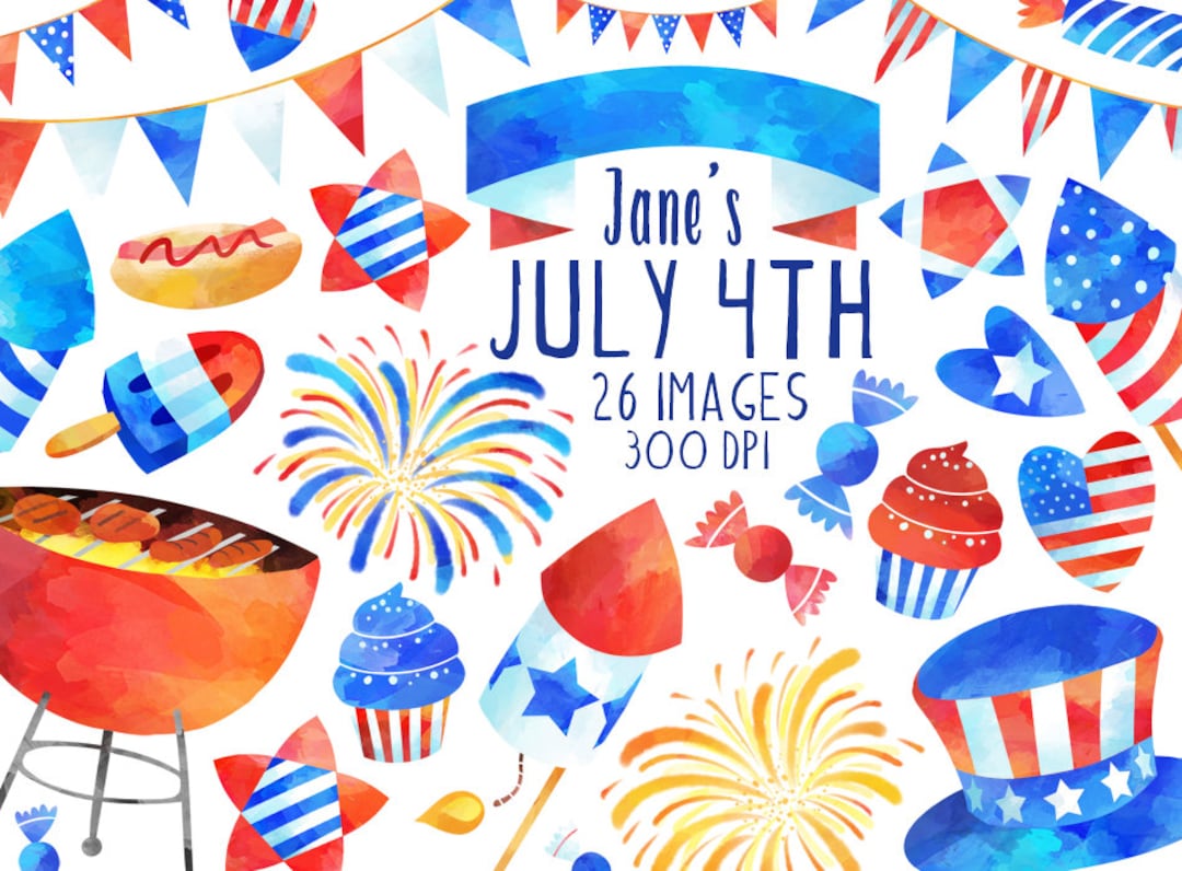 4th of July Clipart - Cute July Fourth Download - Instant Download ...