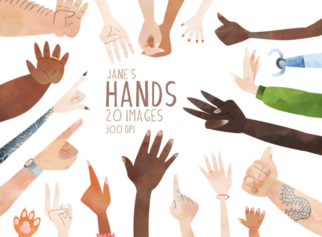 Watercolor Hands Clipart - Children Download - Instant Download - Human ...