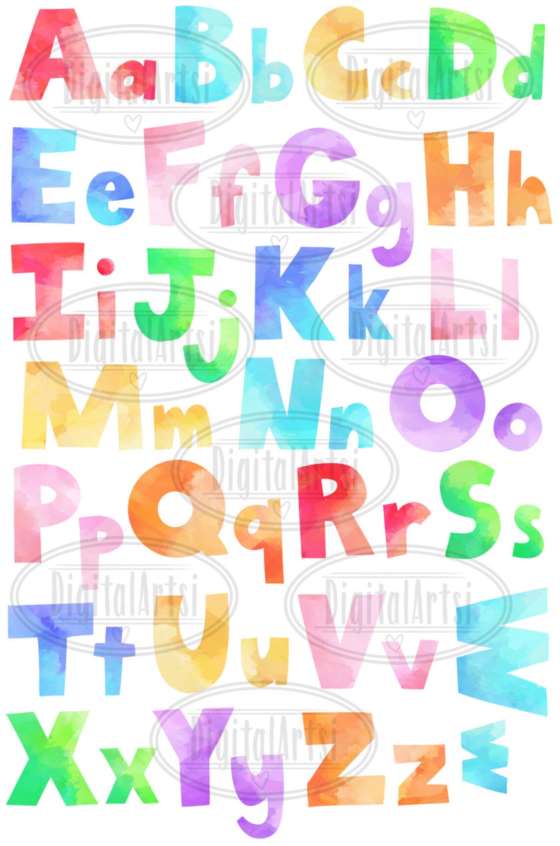 Watercolor Alphabet Clipart Letters Download Instant - Etsy Canada