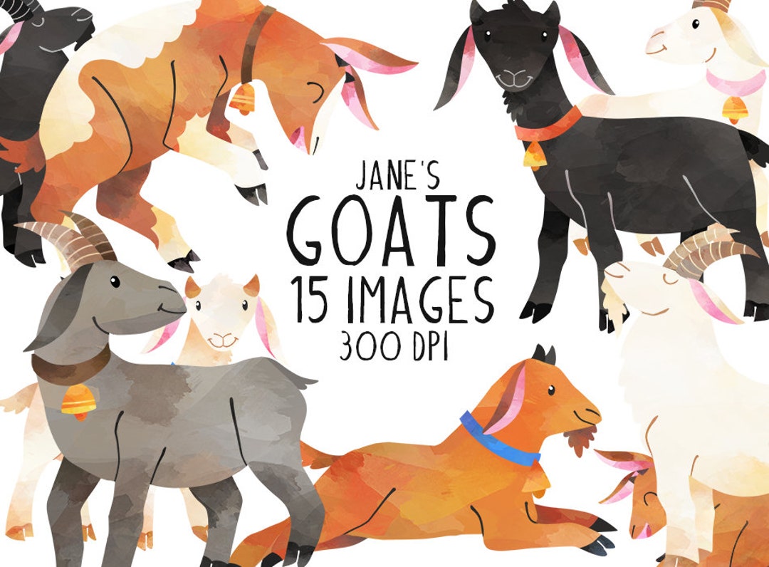 Goats Clipart - Farm Animals Download - Instant Download - Watercolor ...