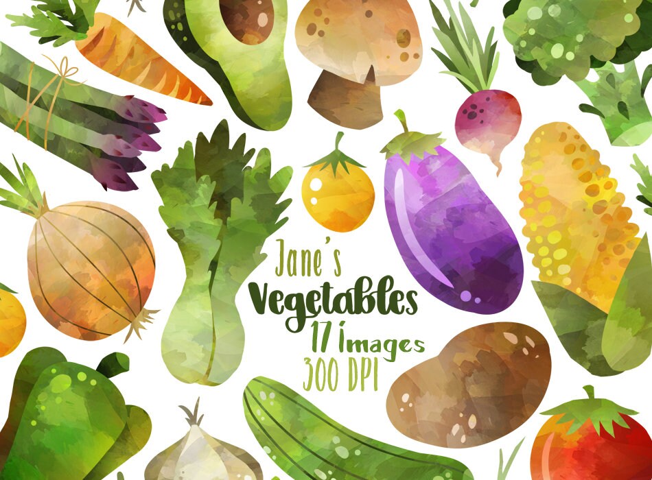 Watercolor Vegetables Clipart Healthy Food Download - Etsy