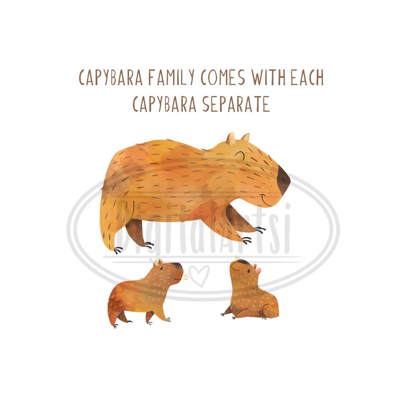 Watercolor Capybara Clipart Capybara Download Instant Download Cute ...