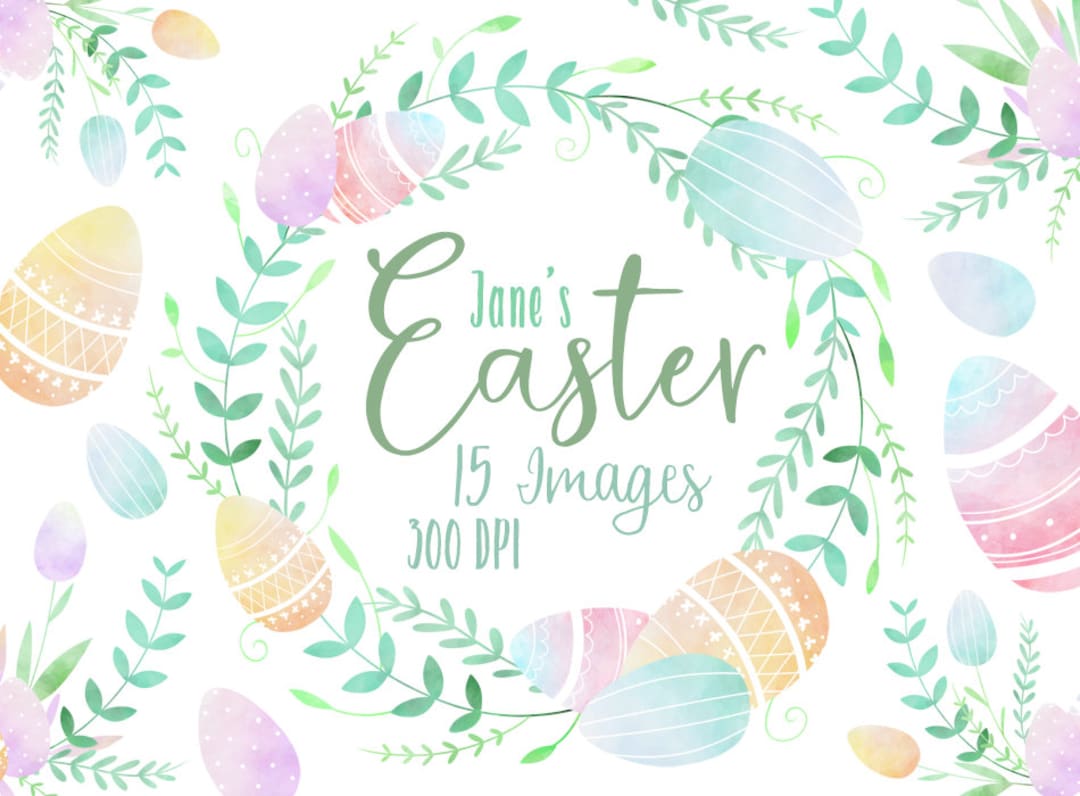 Watercolor Easter Clipart - Instant Download - Easter Eggs - Floral ...