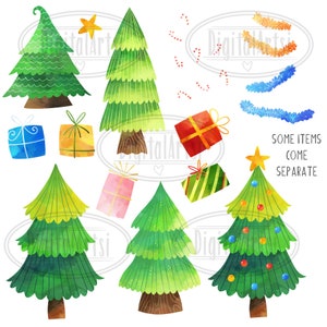 Watercolor Christmas Trees Clipart - Watercolor Pine Trees Download ...