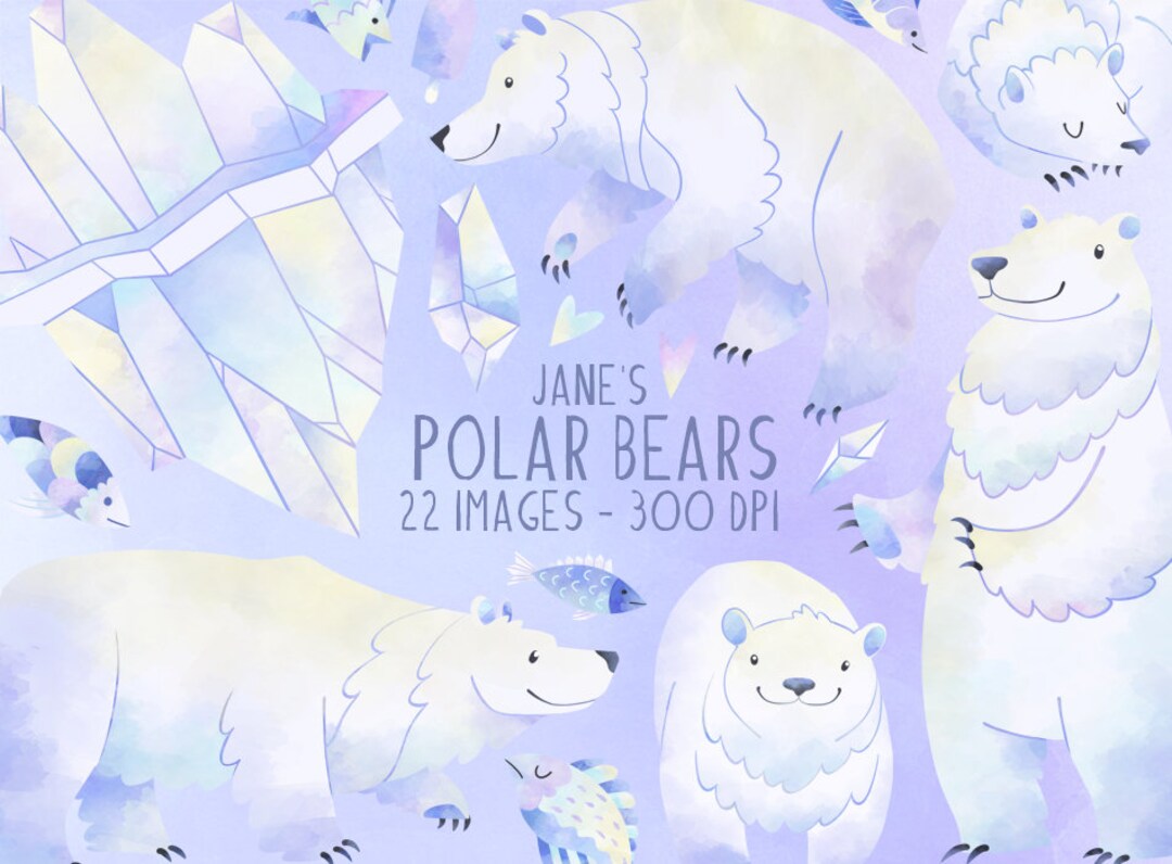 Watercolor Polar Bears Clipart: Arctic Animals (instant Download) - Etsy