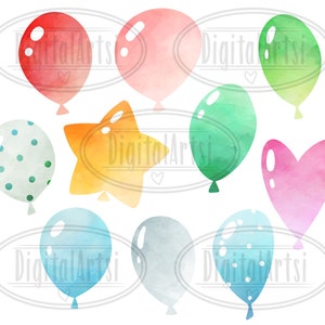 Watercolor Balloons Clipart - Instant Download - Balloon Party ...