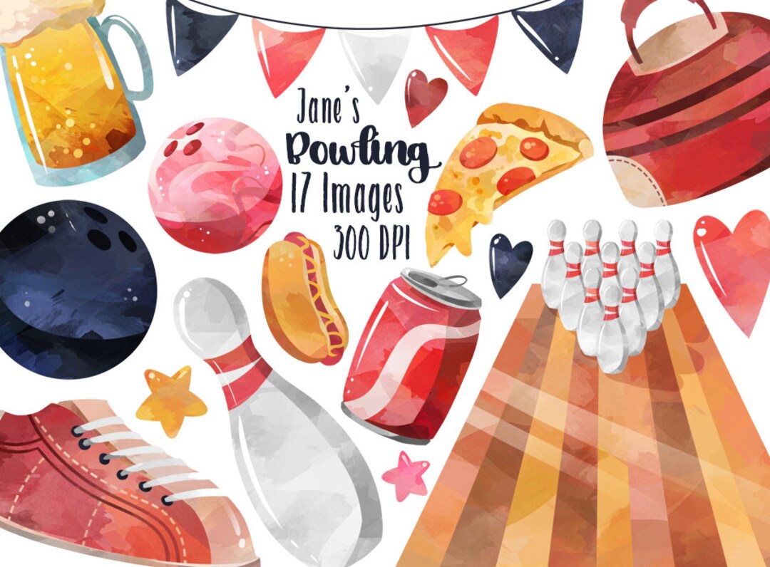 Watercolor Bowling Clipart: 17 PNG Images (commercial Use) - Etsy