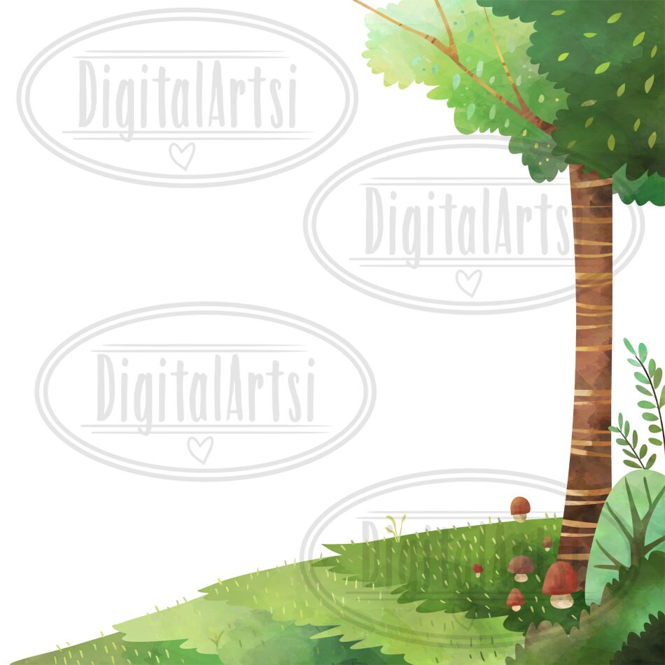 Watercolor Forest Path Clipart Environment Download | Etsy
