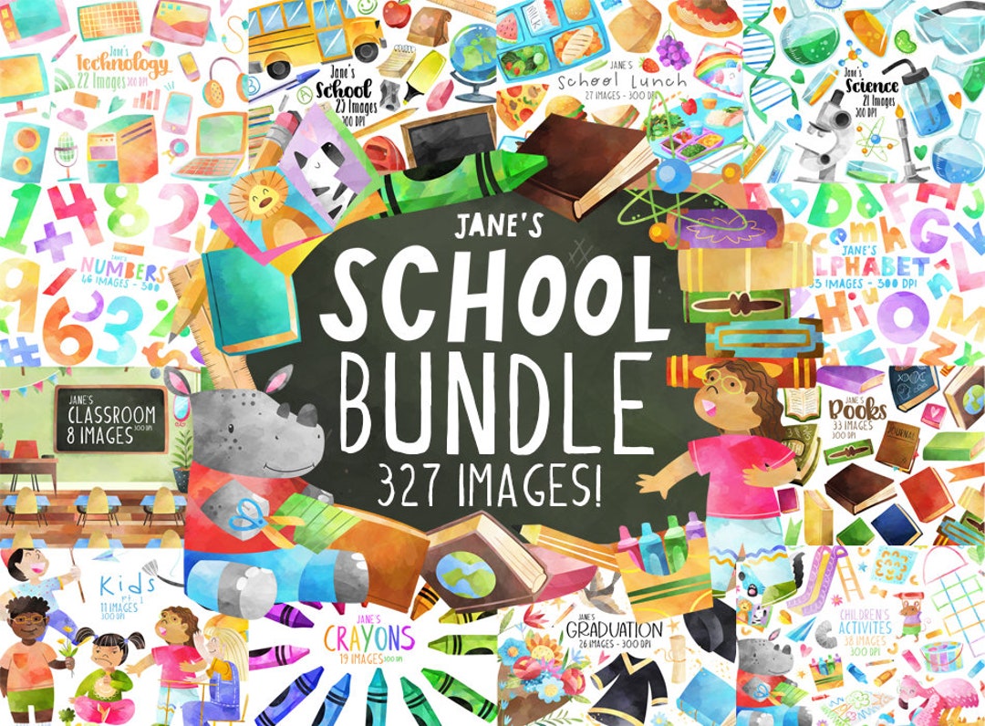 School Clipart Bundle: 327 PNG Images for Teachers (digital Download ...