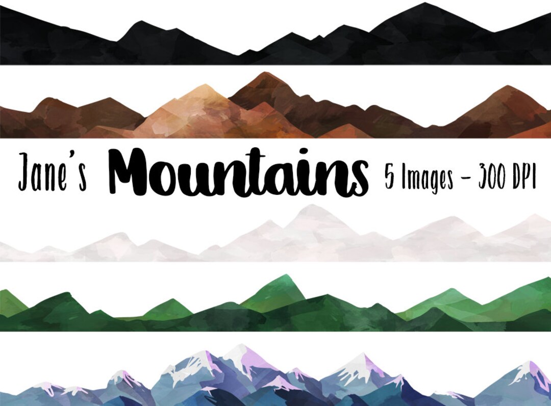 Watercolor Mountain Borders Clipart - Repeatable Pattern Download ...