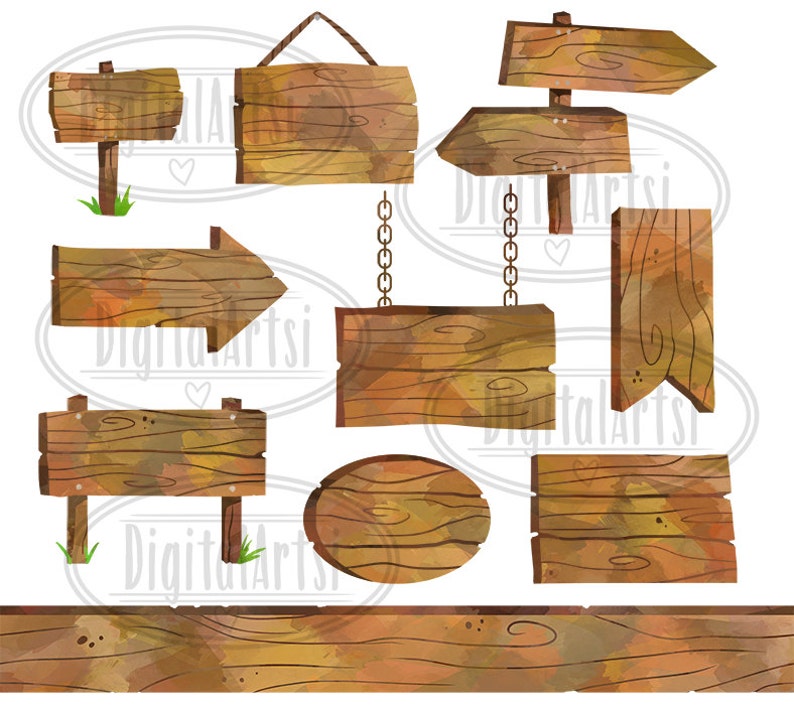 Watercolor Wooden Signs Clipart: Arrows & Posts (digital Download) - Etsy