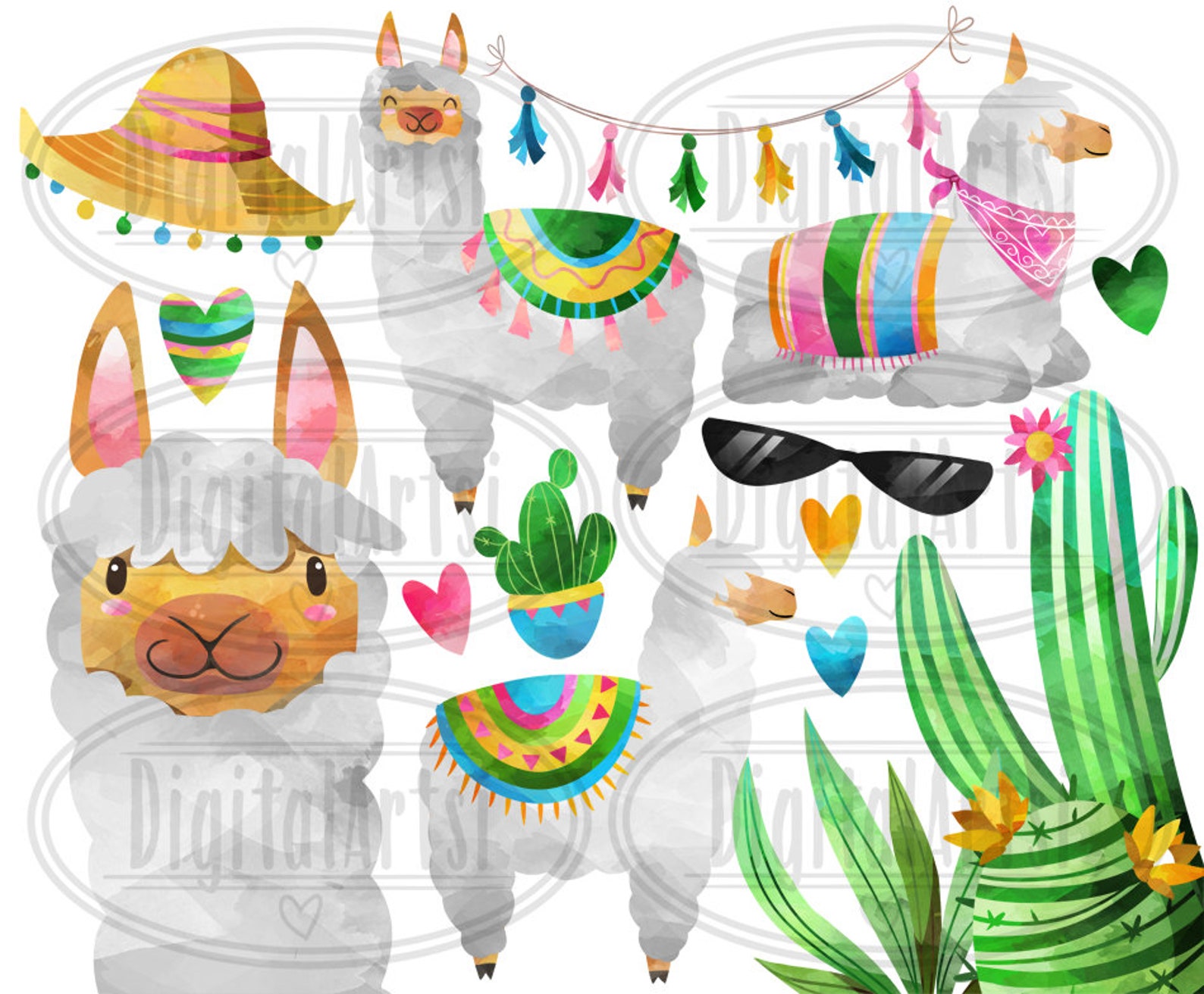 Watercolor Llamas Clipart Llama Download Instant Download - Etsy