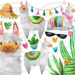 Watercolor Llamas Clipart - Llama Download - Instant Download - Llamas ...