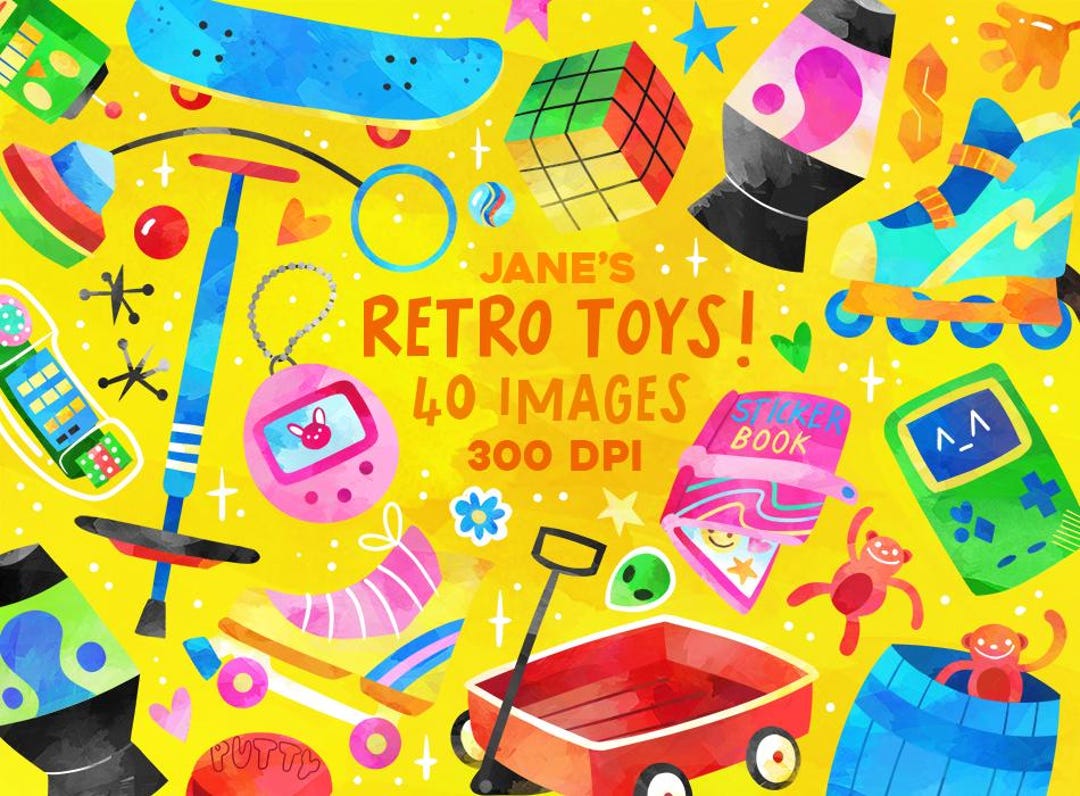 Retro Toys Clipart - Spooky Download - Instant Download - 90's Toys ...
