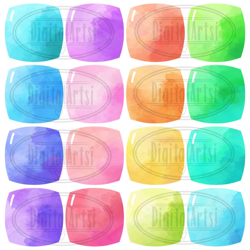 Watercolor Squares Clipart Square Shapes Download Instant - Etsy