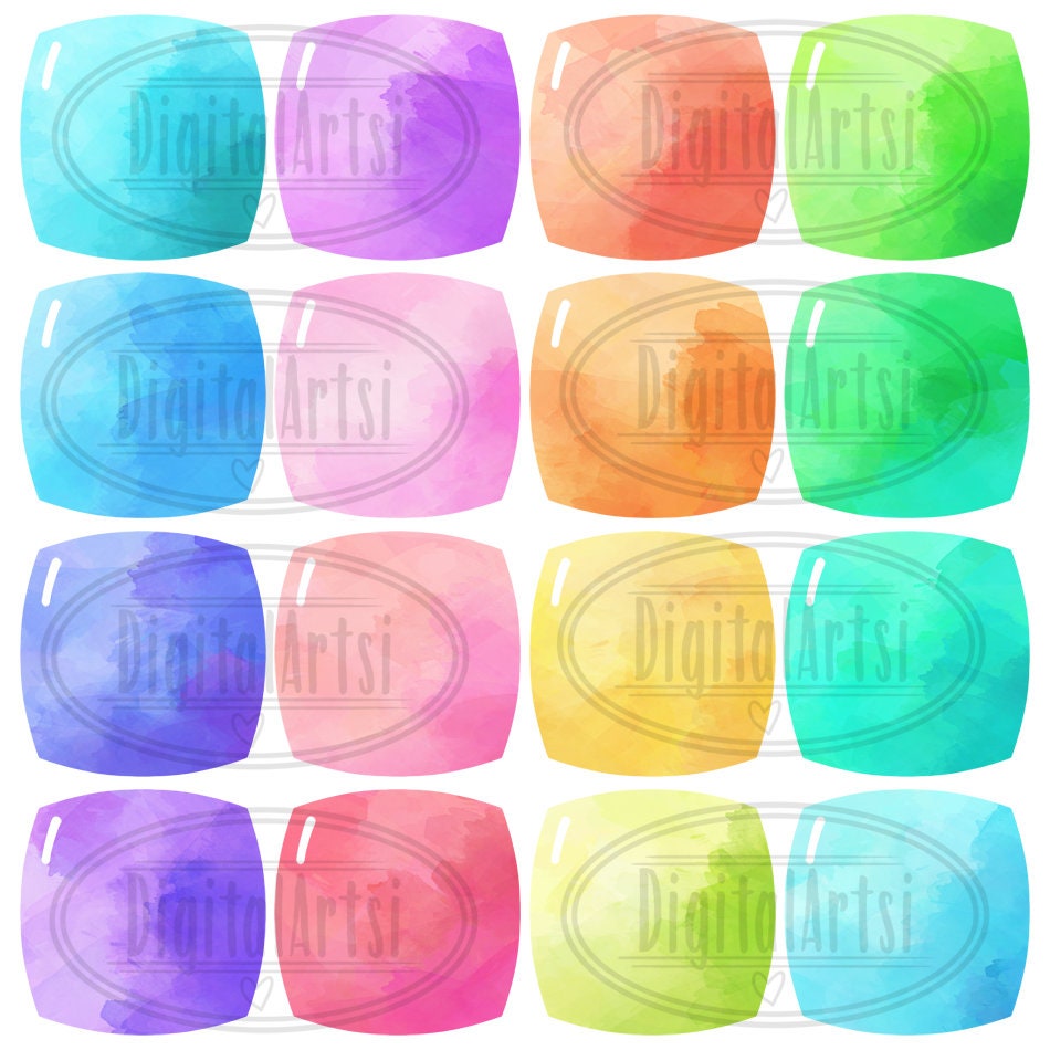 Watercolor Squares Clipart Square Shapes Download Instant - Etsy
