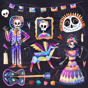 Watercolor Dia De Los Muertos Clipart - Day of the Dead Download ...