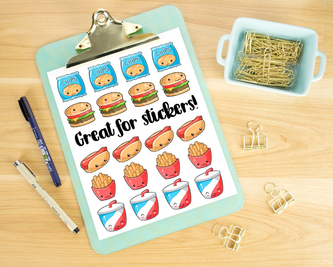 Kawaii Junk Food Clipart Cute Fast Food Download Kawaii - Etsy Canada