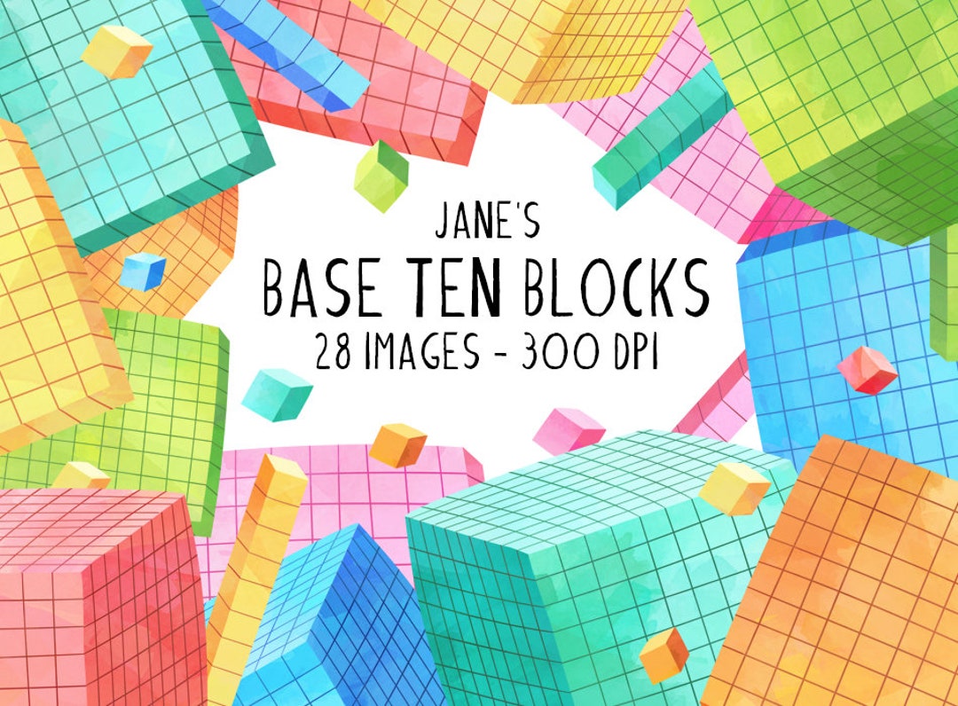 Watercolor Base Ten Blocks Clipart: School Math (digital Download) - Etsy
